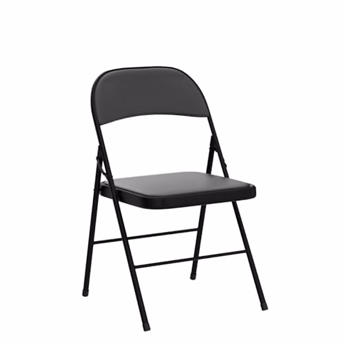 VINGLI 4 Pack Folding Chairs with Padded Seats, Metal Frame with Pu Leather Seat & Back, Capacity 350 lbs, Set of 4, Black