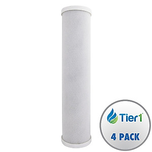Tier1 5 Micron 20 Inch x 4.5 Inch | 4-Pack Whole House Activated Carbon Block Water Filter Replacement Cartridge | Compatible with Pentek EP-20BB, 155583-43, CB-45-2005, Home Water Filter
