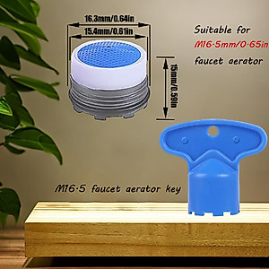 4PCS Faucet Cache Aerator and 1PCS Cache Faucet Aerator Key, 16.5mm Water Saving Flow Restrictor Set Replacement Parts for Kitchen High Speed ​​Aerator Bathroom Sink Aerator (1.2GPM)