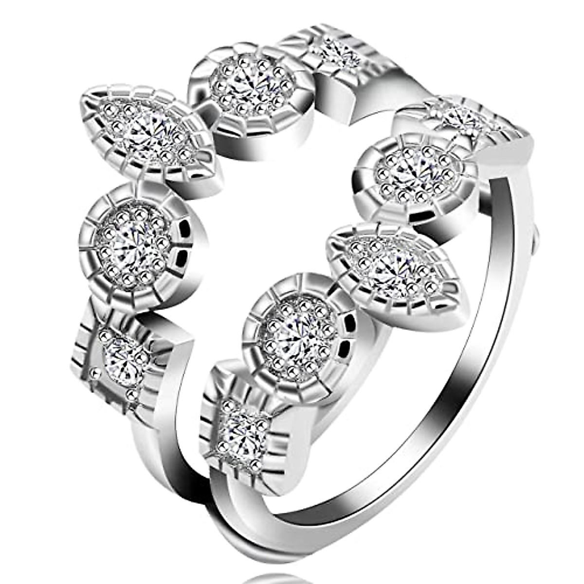 Uloveido Fashion Rings Enhancers for Women White Gold Plated Cubic Zirconia Ring Enhancer for Wedding Engagement Rings Size 7 Y507B