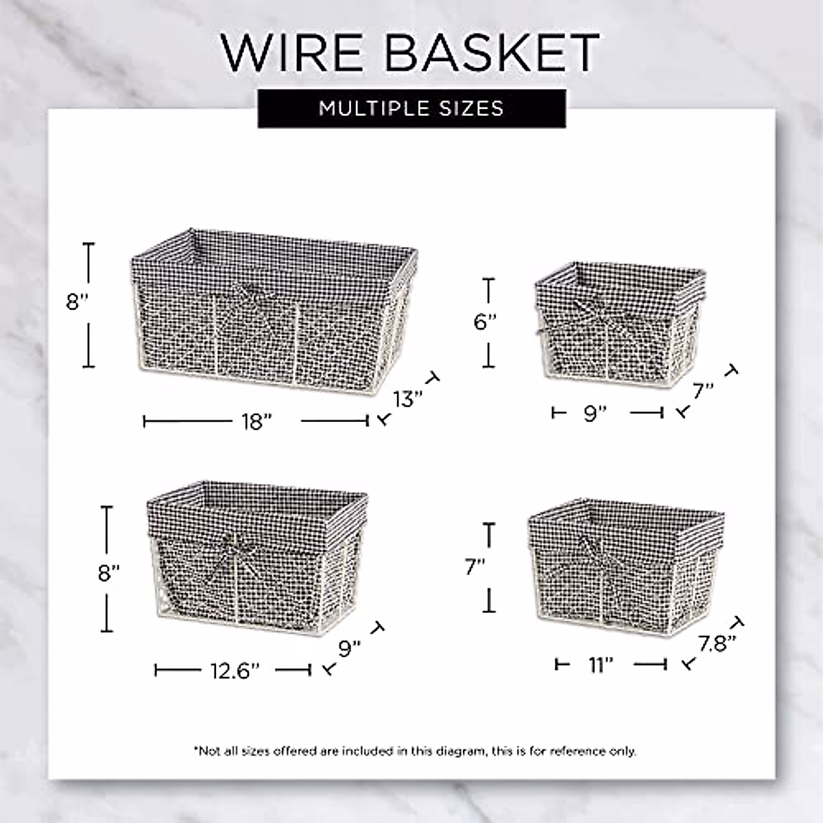 DII Farmhouse Chicken Wire Storage Baskets with Liner, Small, Vintage Taupe, 9x7x6", 3 Piece