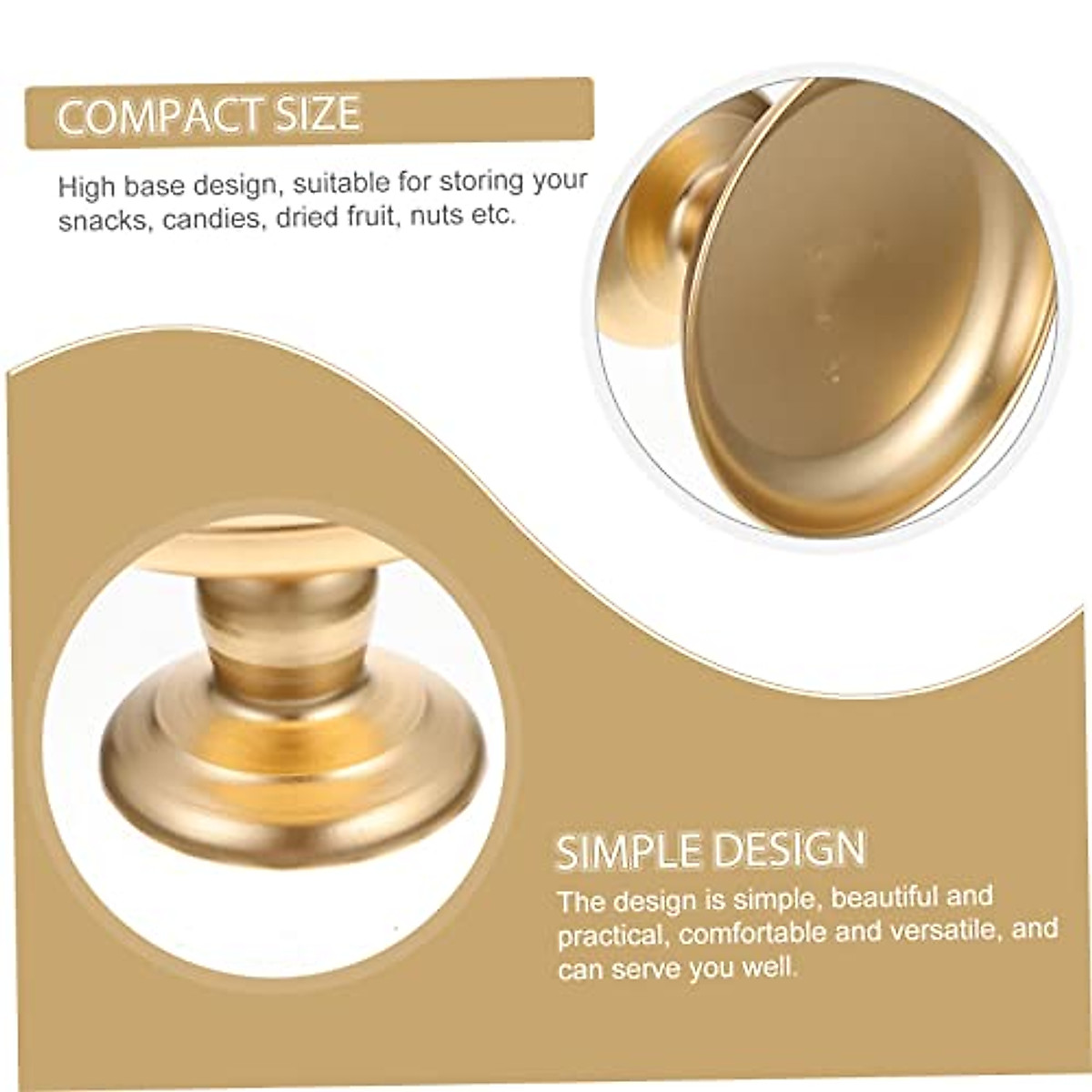 Didiseaon 3pcs Platter Candy Kitchen Food Storage Nuts Bowl Fruit Golden Snack Stand Trifle Metal Household Center Dessert Iron Pan Display Dish Plates for Container Rack Round Footed