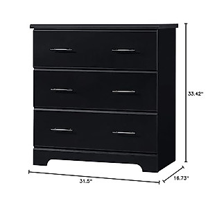 STORK CRAFT Brookside 3 Drawer Dresser (Black) – Baby and Kids Bedroom Organizer, Nursery Chest, Storage Dresser With Drawers, Universal Design