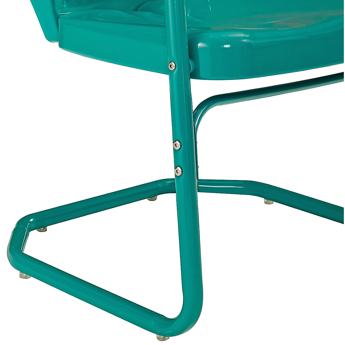 Crosley Furniture Ridgeland 5-Piece Outdoor Dining Set for 4, Retro Metal Round Patio Table and Chairs, Turquoise Gloss