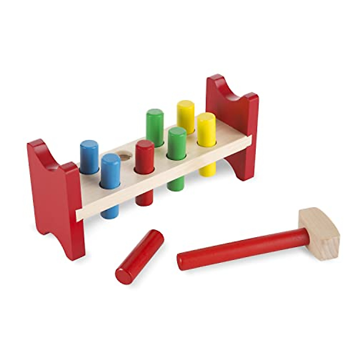 Melissa & Doug Deluxe Wooden Pound-A-Peg Toy With Hammer