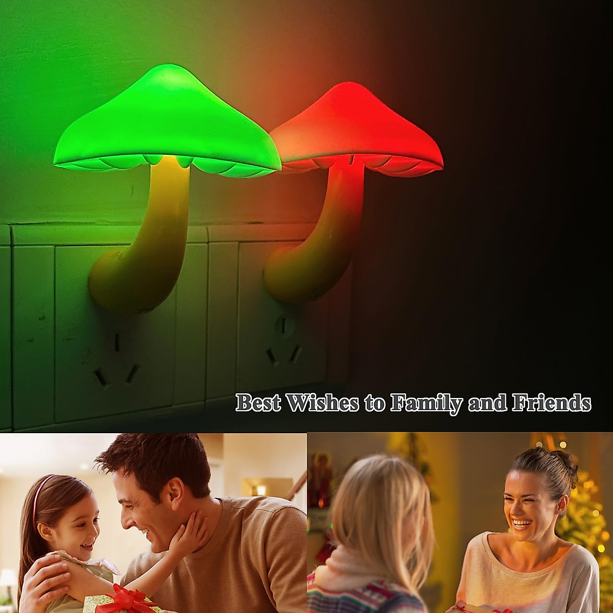 Kazgroth Sensor LED Night Light, Color Changing Mushroom Night Light Plug-in Wall Based Lamp, Gift for Kids Adults, Cute Mushroom Nursery Light for Bedroom, Bathroom, Kitchen, Hallway and Stairs