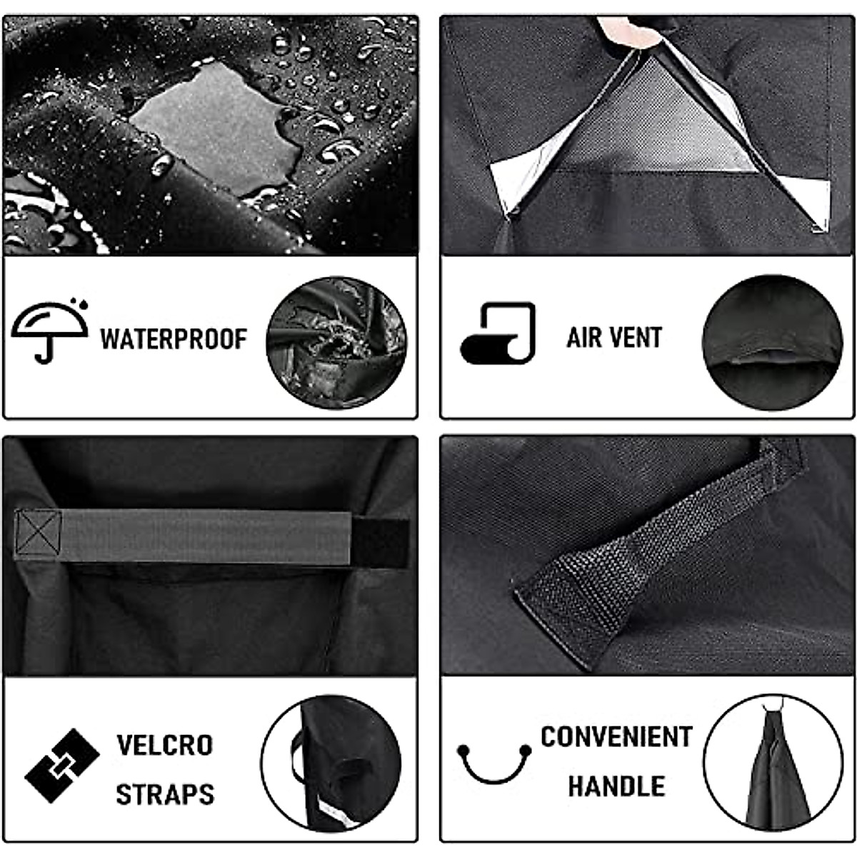 Grisun 7113 Grill Cover for Weber Q100/Q1000/Q200/Q2000 Grills with Portable Cart, Anti-Fade Waterproof Grill Cover for Weber Q2400/Q2200/Q1200/Q220/Q120 Grills, Full Length, Black