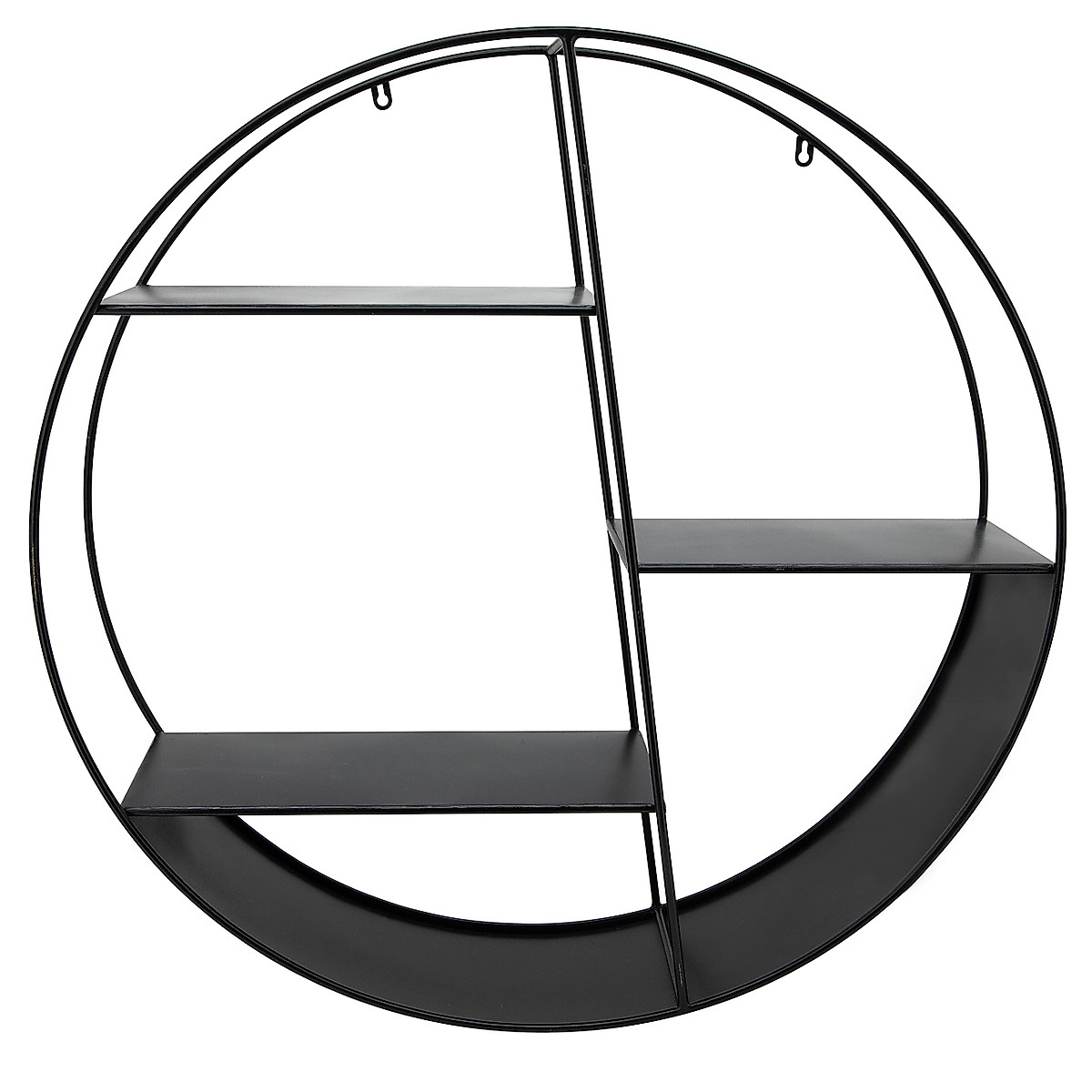 Sagebrook Home 32" Round Black Shelf - 4 Layered Contemporary Floating Metal Wall Shelf for Creative Home, Office, Bathroom, Bedroom, Living Room Decor