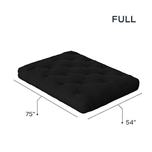 Royal Sleep Products by The Futon Factory 12 inch Foam Futon Mattress - Solid Black Fabric - Full Size - CertiPUR Certified Foams - Made in USA - (Frame not Included)