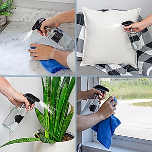 Cornucopia 16oz Clear Glass Spray Bottles (6-Pack); 3-Setting Sprayer Tops and Chalk Labels