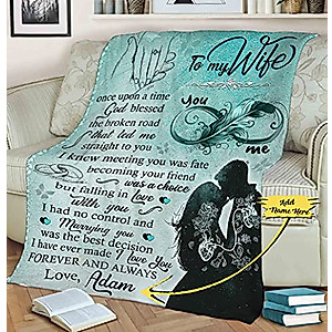 Customized Fleece Blankets for Wife with Husband's Name, Best Gift for Your Life Partner with Quotes, Valentine's Day Gifts, Birthday Gift, for Wife, Supersoft and Cozy Blanket