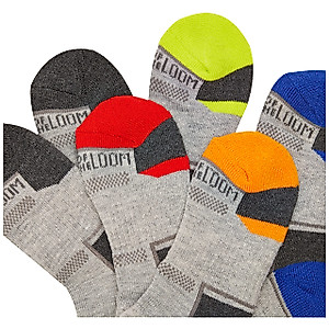 Fruit of the Loom boys Everyday Active Crew - 6 Pair Pack Casual Sock, Gray, Orange, Red, Green, Blue, Shoe Size 9-2.5 US