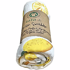 TATA AMG ® Muslin Baby Blankets | Swaddle for Newborns | 100% Organic Cotton Gauze Receiving Blanket Soft, Silky & Breathable for Girls & Neutral Gender | Baby Essentials | 47 x 47 inches