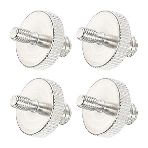 PATIKIL Mic Stand Adapter M4 Male to 1/4 Male Thread Tripod Screw Adapter Double Sides Camera Screw for Microphone Tripod Stand Silver 4 Pack