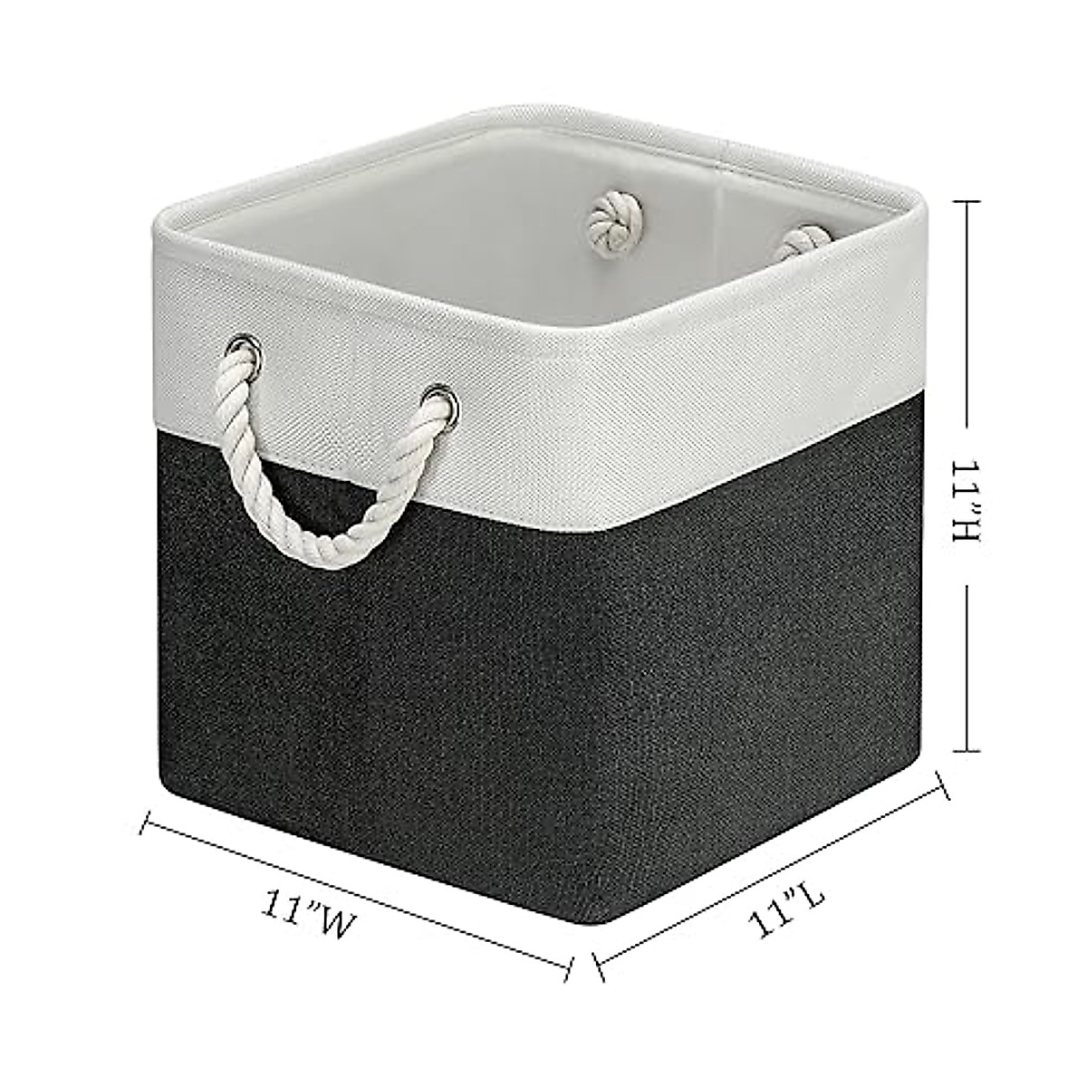 KITCSTI Storage Baskets for Organizing Fabric Organizer Bins Cubes 13"x13"x13" Foldable Cloth Storage Bins with Handle Closet Baskets for Towels Toys Books (White&Black, Pack of 3)