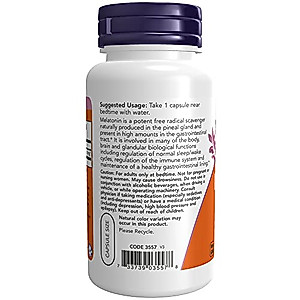 NOW Supplements, Melatonin, Extra Strength 10 mg, Free Radical Scavenger*, Healthy Sleep Cycle*, 100 Veg Capsules