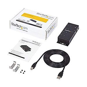 StarTech.com 4 Port USB to Serial RS232 Adapter - Wall Mount - Din Rail - COM Port Retention - FTDI USB to DB9 RS232 Hub , TAA (ICUSB2324I)
