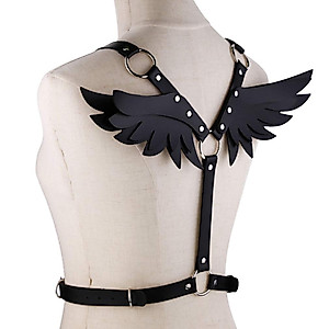 FM FM42 Blue O Ring Waist Belt Body Caged Harness with Angel Wings PN2671