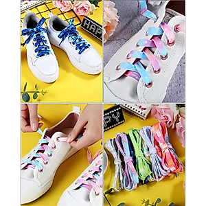 WHQXFDZ 9 Pairs Tie Dye Shoelaces Gradient Colors Shoe Laces in for Tie Dye Sports Shoes Boots Sneakers Skates(46inch)