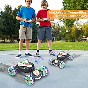 TIOYOTY Gesture Stunt RC Car, 2.4Ghz 4WD Remote Control Car, Gravity Watch Sensor 360° Rotating Twist Drift Offroad Toy Car with Music Lights, Ages 6-12 Boys Girls Birthday