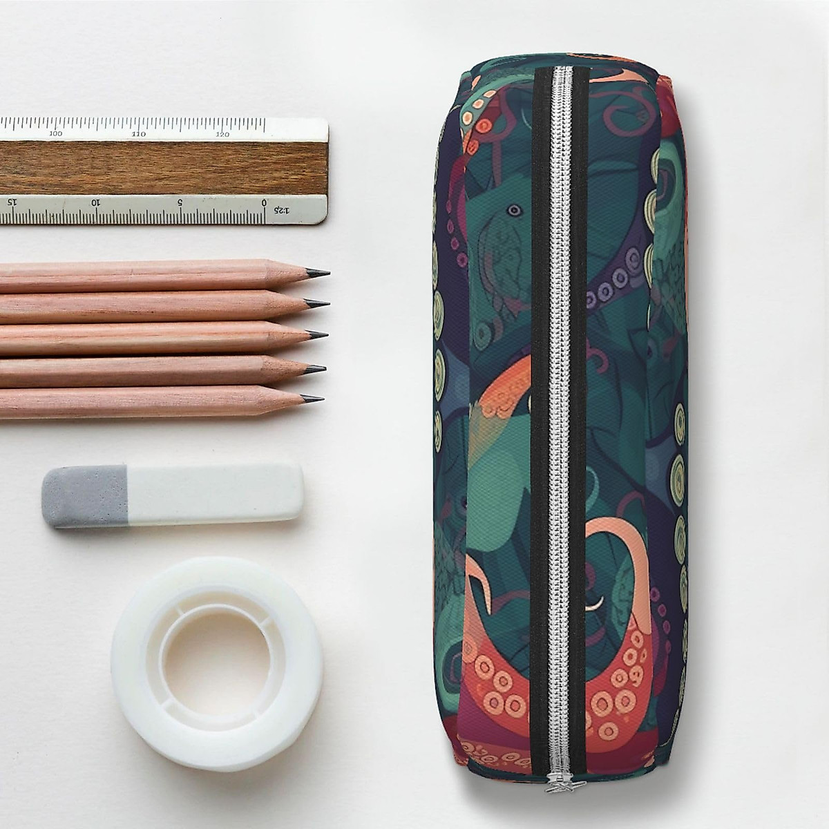 NTVOWPZO Capacity Pencil Case Large Pencil Pouch Abstract Octopus Pencil Bag for Office Small Zipper Pouch for Pencils