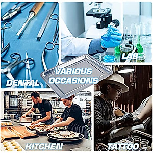 Stainless Steel Tray - Narkysus 5 Pack Stainless Steel Dental Lab Tray 13.5'' X 10'' Flat Metal Tray Tool for Lab Dental Instrument Bathroom Organizer Tattoo Station Tattoo Supplies