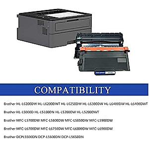 SuperInk 5 Pack High Yield Black Toner Cartridge & Drum Unit Combo Replacement Compatible for Brother TN850 TN-850 DR820 DR-820 DCP-L5500DN DCP-L5600DN DCP-L5650DN Printer (3 Toner + 2 Drum)