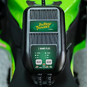 Battery Tender Plus 2 Bank Multibank Charger - 2.5 AMP (1.25 AMPs Per Bank) - Smart 12V Multi Battery Charger and Maintainer for Standard, AGM, and Lithium LiFePO4-022-0165-DL-WH