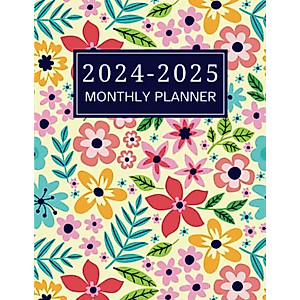 2024-2025 Monthly Planner: 2 Years From January 2024 to December 2025, Time Management Organizer With Section Notes & Passwords Pages, Floral Cover