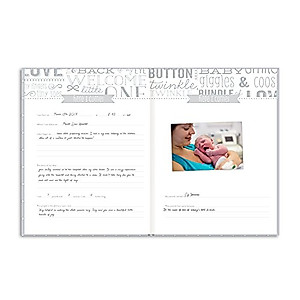 Little Blossoms Baby Keepsake Book, Baby Photo Album, Baby Memory Book, Gender-Neutral Gray Polka Dot