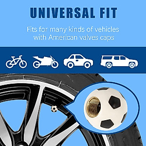 QILISEN Car Tire Valve Caps 4 Pack, Soccer Ball Valve Stem Covers Built-in Brass Core, Universal Tire Caps Suitable for Cars, Trucks, SUVs
