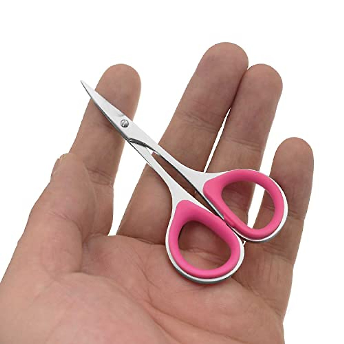 NC 2 Pieces Sewing and Embroidery Scissors Curved, Sharp, Stainless-Steel Design | Precision Tips, Ergonomic Rubber Handle Grip Small, Compact DIY Use, Pink, Black