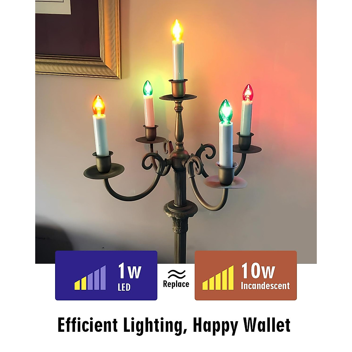 Baczao Purple C7 Light Bulbs 6 Pack, 1W Small C7 LED Christmas Light Replacement Bulbs, E12 Candelabra Base, Non-Dimmable, Red Night Light Bulb for Outdoor Xmas String Lights Window