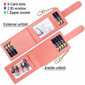 Badiya Slim Wallet for Women RFID Card Holder Bifold Zipper Multi Card Case
