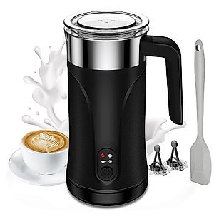 Ovetedot Milk Frother, Upgraded 4-in-1 Milk Frother and Steamer, 10.1oz/300ml Automatic Hot and Cold Foam Maker and Milk Warmer, Electric Milk Frother for Coffee, Latte, Cappuccino, Matcha(Black)