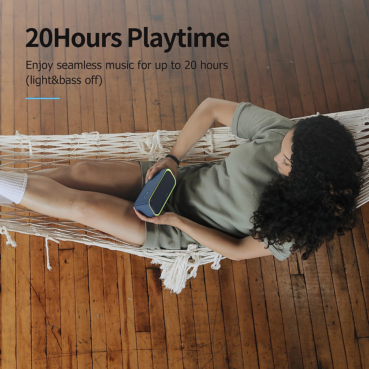 DOSS Bluetooth Speaker, SoundBox Pro Portable Wireless Speaker with 20W Stereo Sound, Active Extra Bass, IPX5 Waterproof, Wireless Stereo Pairing, Multi-Colors Lights, 20 Hrs Playtime -Black