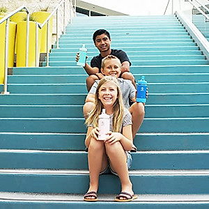 Takeya Actives Kids Insulated Stainless Steel Kids Water Bottle with Straw Lid, 14 Ounce, Blush Monochrome