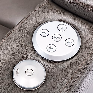 P PURLOVE Power Motion Recliner Chair for Home, PU Electric Recliner with Swivel Tray Table USB Charging Port and Hidden Arm Storage, Home Theater Seating with Cup Holder Design, Gray