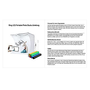 Photo Studio Light Box,Photo Shooting Tent kit,Portable Folding Home Photography Light Tent kit with White/Warm/Soft Lighting + 6 Color Backgrounds for Jewellery,Accessories,Toys and Small Items