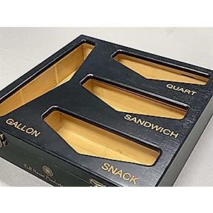 Bamboo Bags Storage for Kitchen drawer organizer, Kitchen organization, Baggie organizer, Ziploc bag organizer, Sandwich Bags UPDATED FOR 2023! Now with hinges, latches, and dividers! (Black)