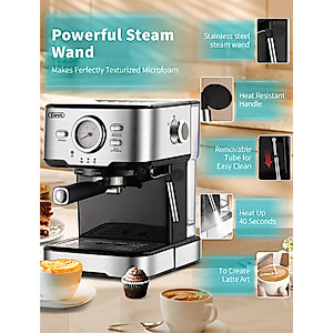 Gevi Espresso Machine, Espresso Maker with Milk Frother Steam Wand, Compact Espresso Super Automatic Espresso Machines for home Cappuccino, Latte, GECME403L-U