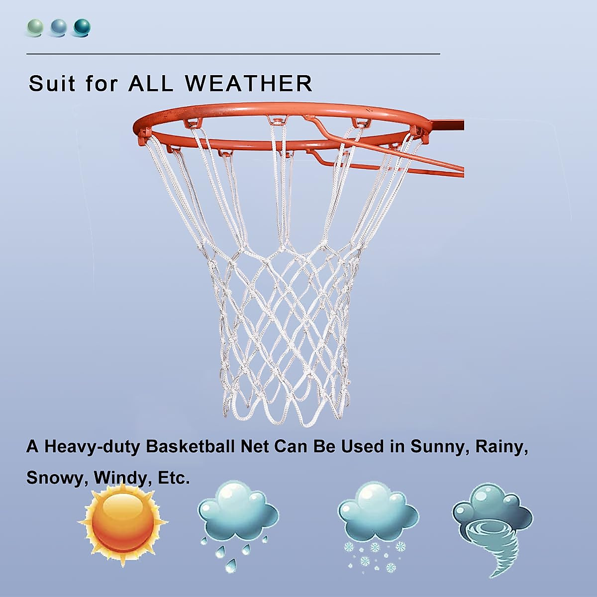 Basketball Net Outdoor, Upgrade Heavy Duty Basketball Net Replacement - Professional All-Weather Anti Whip, Fits Standard Indoor or Outdoor Standard Rim - 12 Loops (White)