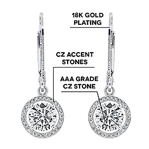 Cate & Chloe Sienna Soar 18k White Gold Infinity Drop Dangle Earrings, Twilight Sparkling CZ Halo Diamond Earring Box Set for Women, Wedding Anniversary Fashion Statement Jewelry for Girls