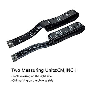 2 Pack Sewing Tape Measure120Inch/300cmDouble-Scale Soft Tape Measuring Body Weight Loss Medical Body  Measurement Sewing Tailor Cloth Ruler Dressmaker Flexible Ruler Tape Measure (Black)