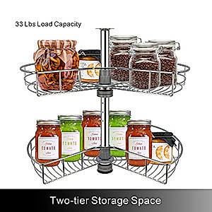Suninlife Kidney Chrome Lazy Susan Cabinet 32" Kitchen Cabinet Blind Corner 2 Tier Stainless Steel Corner Cabinet Organizer