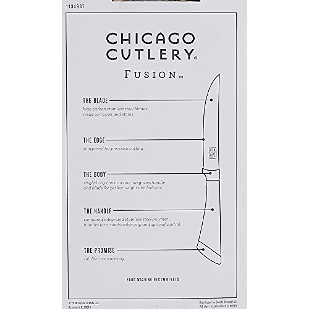 Chicago Cutlery Fusion 6 Piece Forged Premium Steak Knife Set, Cushion-Grip Handles with Stainless Steel Blades, Resists Stains, Rust, & Pitting, Kitchen Knives