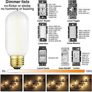 Leools E26 LED Bulb 6W Equivalent e26 led Bulb 60 Watt Warm White 2700K Frosted Glass Dimmable E26 Edison Bulb AC120V 600lm Tubular T14 LED Bulb for Pendant, Sputnik, Pack of 6.