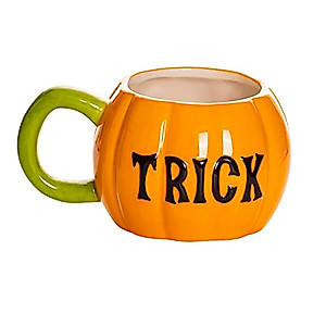 Jack-O-Lantern Trick Or Treat Pumpkin Ceramic Coffee Mugs – 2 Pack – 15oz Halloween Mug