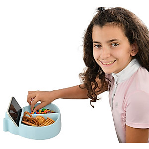 Home-X Ladybug Decorative Snack Dish and Phone Stand, Handy Candy Dish and Fruit Bowl, Perfect Snack Organizer Tray for Kids, Pistachio Sunflower Bowl with Shell Storage, Reusable Plastic Bowl, Blue