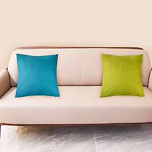 yeabwps Pack of 4 Decorative Outdoor Waterproof Throw Pillow Covers Square Garden Cushion Cases for Patio, Couch, Tent and Sofa, 18 x 18 Inches, (Yellow, Red, Orange, Blue-Green)